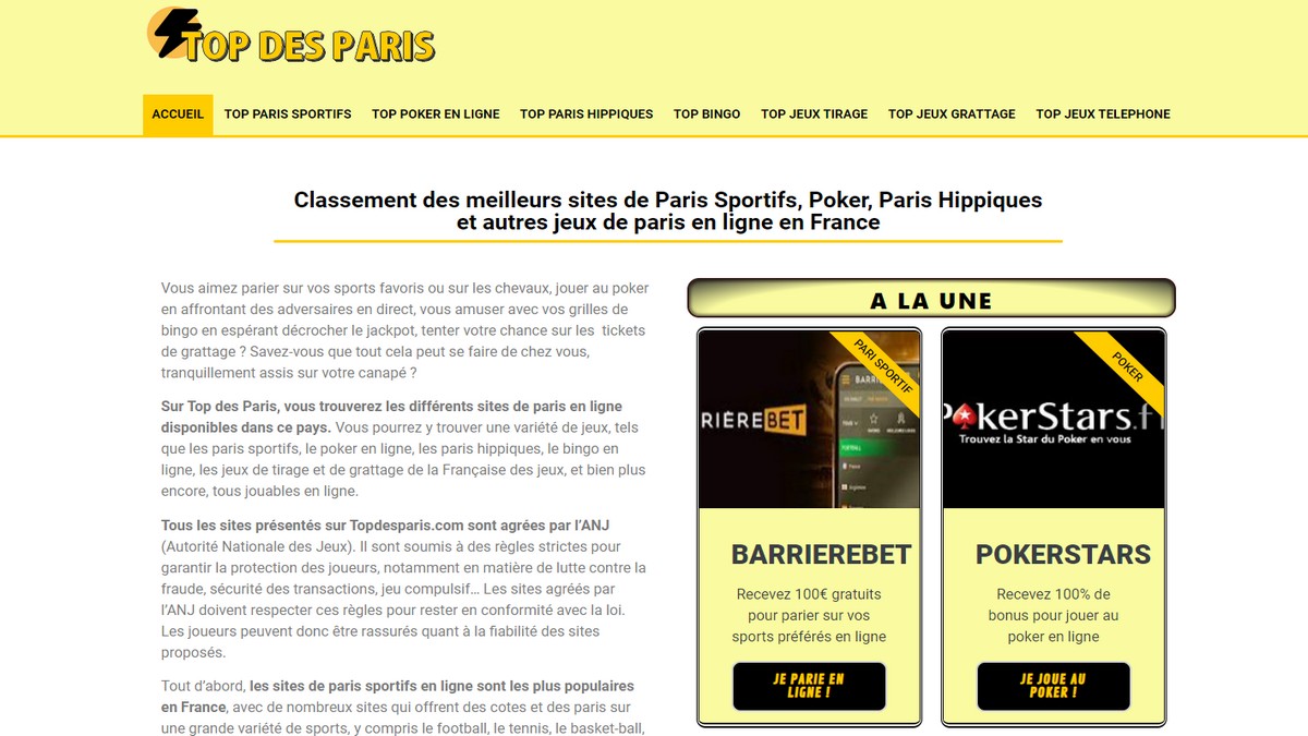 Jeu Responsable - Top des Paris